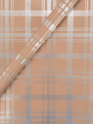 Christmas Brown & Silver-Tone Check Gift Wrap 3.5m | Christmas | George ...