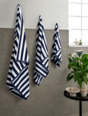 Navy Wide Striped Towel Range | Home | George at ASDA