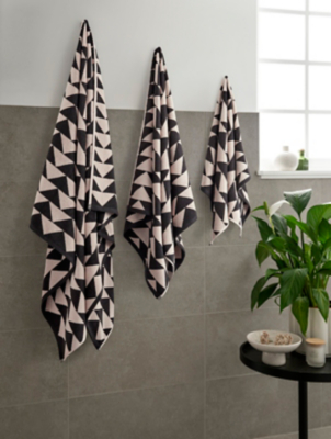Black & Cream Monochrome Triangles Towel Range | Home | George at ASDA