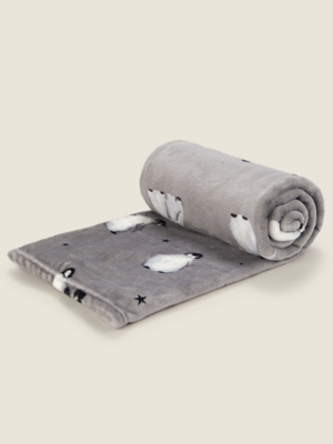 Grey Penguin Supersoft Christmas Throw | Home | George at ASDA