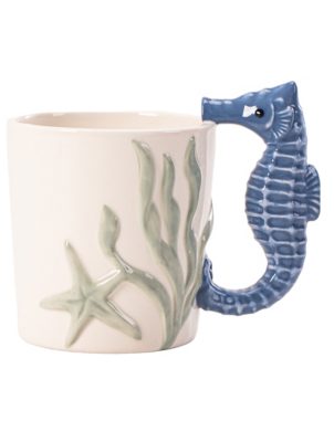 White & Blue 3D Seahorse-Shaped Mug | Home | George at ASDA