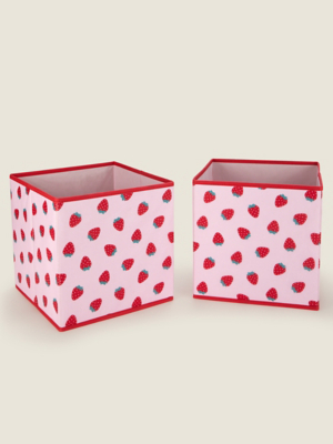 Pink Strawberry Cube Storage - Set of 2 | Home | George at ASDA