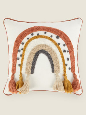 Natural Tufted Rainbow Square Cushion | Home | George at ASDA