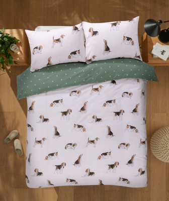 White Beautiful Beagle Reversible Duvet Set | Home | George at ASDA