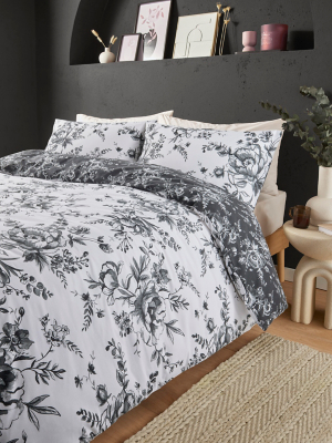 Black & White Watercolour Bloom Reversible Duvet Set | Home | George at ...