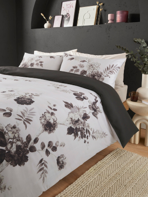 White & Black Pretty Floral Panel Reversible Duvet Set | Home | George ...