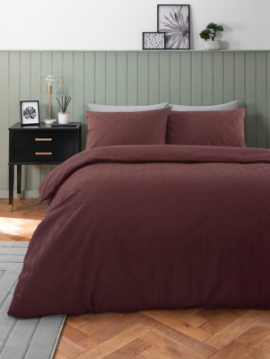 Dark Red Embossed Geo Duvet Set | Home | George at ASDA
