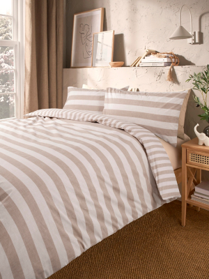 Natural Humbug Stripe Reversible Duvet Set | Home | George at ASDA