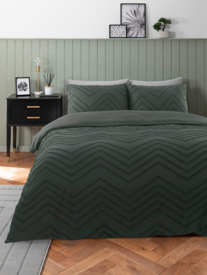 Grey Tufted Zig Zag Duvet Set | Home | George at ASDA