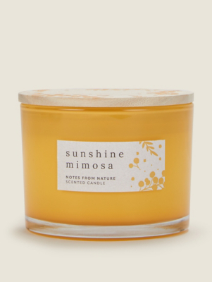 Yellow Sunshine Mimosa Wooden Lid Candle | Home | George at ASDA