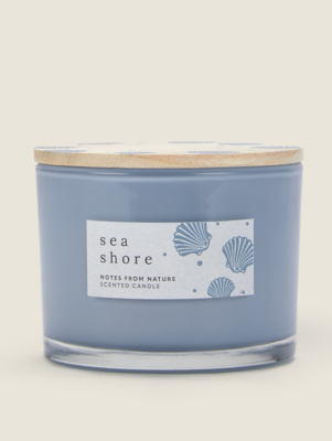 Blue Sea Shore Shell Wooden Lid Candle | Home | George at ASDA
