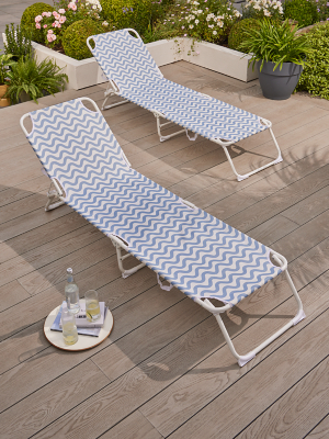 Folding Sunbed 2 Pack - Blue Wave Print | Outdoor & Garden | George at ASDA