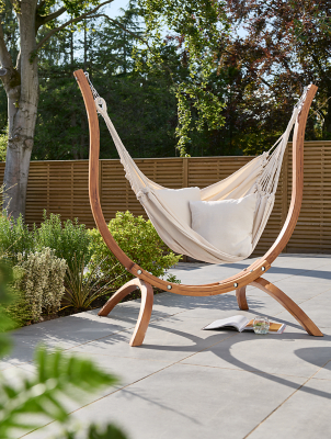 Canvas Hanging Chair with Wooden Stand | Outdoor & Garden | George at ASDA