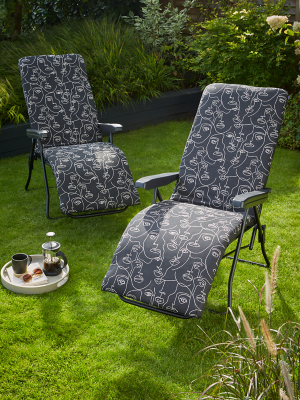 Miami Padded Relaxer Chair 2 Pack - Abstract Faces Print | Outdoor ...