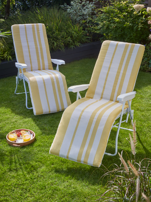 Miami Padded Relaxer Chair 2 Pack - Yellow Stripe Print | Outdoor ...