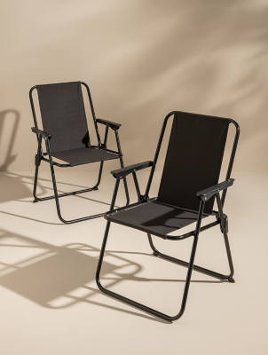 Black Folding Chair - Set of 2 | Outdoor & Garden | George at ASDA