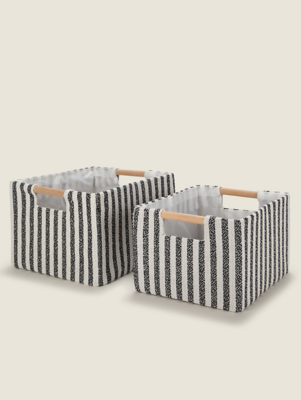 Black & White Stripe Storage Basket | Home | George at ASDA