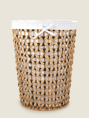Natural Diamond Woven Patterned Laundry Hamper | Home | George at ASDA