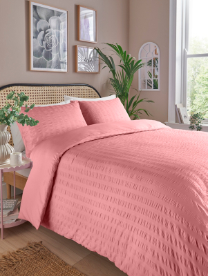 Bright Pink Seersucker Duvet Set | Home | George at ASDA