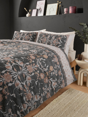Grey Distressed Rug Border Reversible Duvet Set | Home | George at ASDA