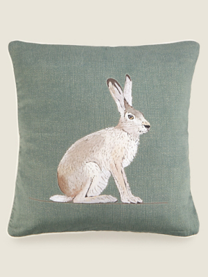 Green Printed Hare Cushion | Home | George at ASDA