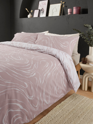 Pink Painted Marble Reversible Duvet Set | Home | George at ASDA