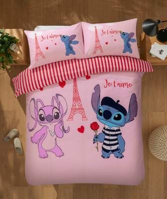 Pink Disney Stitch In Paris Reversible Duvet Set | Home | George at ASDA