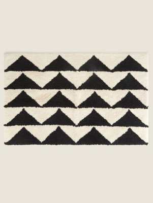 Cream & Black Geometric Triangle Tufted Bath Mat | Home | George at ASDA
