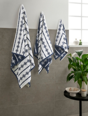 Navy Geometric Tribal Stripe Towel Range | Home | George at ASDA