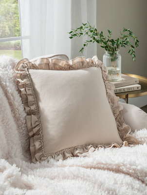 Stacey Solomon Neutral Double Frill Plain Cushion | Home | George at ASDA
