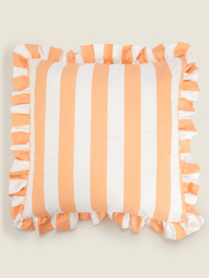 Orange Stripe Frill Edge Cushion | Home | George at ASDA
