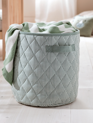 Stacey Solomon Sage Green Quilted Stripe Print Storage Basket | Home ...