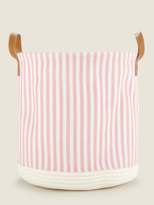 Pink Stripe Fabric Large Storage Basket | Home | George at ASDA