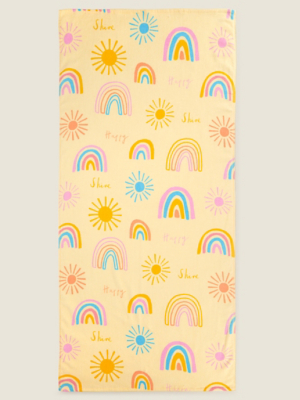 Yellow Rainbow & Sun Print Cotton Beach Towel | Home | George at ASDA