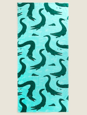 Aqua Crocodile Print Cotton Beach Towel | Home | George at ASDA
