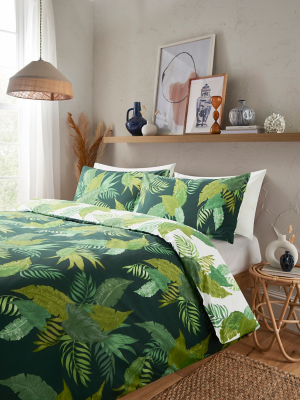 Green Dark Tropical Storm Reversible Duvet Set | Home | George at ASDA