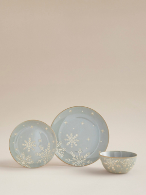Grey Snowflake Reactive Glaze Dinner Set - 12 Piece | Home | George at ASDA