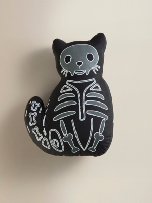Halloween Black Glow In The Dark Cat-Shaped Cushion | Home | George at ASDA
