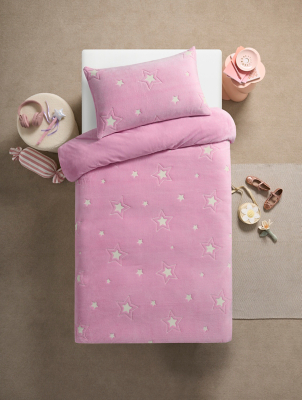 Pink Star Glow In The Dark Reversible Teddy Duvet Set | Home | George ...