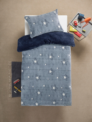 Navy Star Glow In The Dark Reversible Teddy Duvet Set | Home | George ...