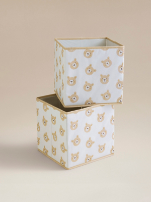 Natural Bear Print Storage Box - Set of 2 | Home | George at ASDA