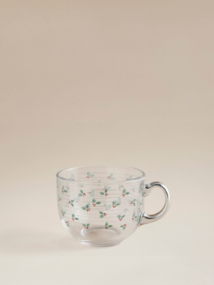 Christmas Silver Holly Glass Cappuccino Mug | Home | George at ASDA