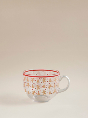 Christmas Clear Glass Gingerbread Man Cappuccino Mug | Home | George at ...