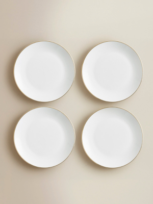 White & Gold Porcelain Dinner Plates - Pack of 4 | Home | George at ASDA