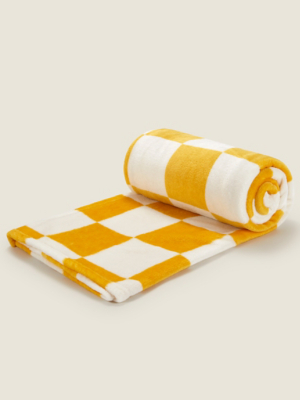 Yellow& White Checkerboard Super-Soft Throw | Home | George at ASDA