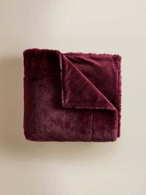 Burgundy Plain Faux Fur Throw | Home | George at ASDA