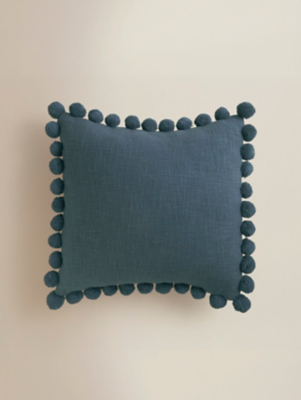 Slub Pom-Pom Edge Cushion | Home | George at ASDA