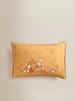Yellow Printed Autumn Animals Cushion | Home | George at ASDA