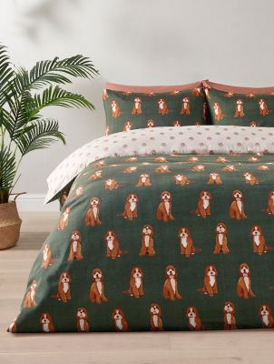 Green Rust Cockapoo Print Reversible Duvet Cover | Home | George at ASDA