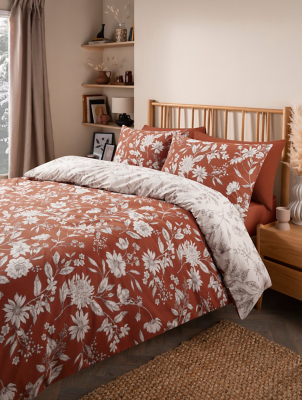 Terracotta Etched Floral Reversible Duvet Set | Home | George at ASDA
